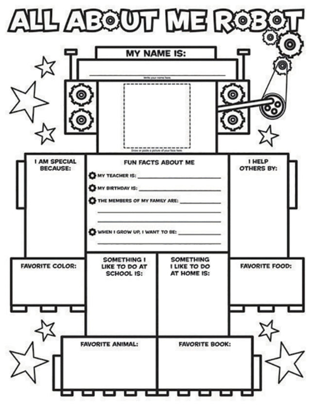 Scholastic All About Me Robot Graphic Organizer Poster, Pack Of 30 ...