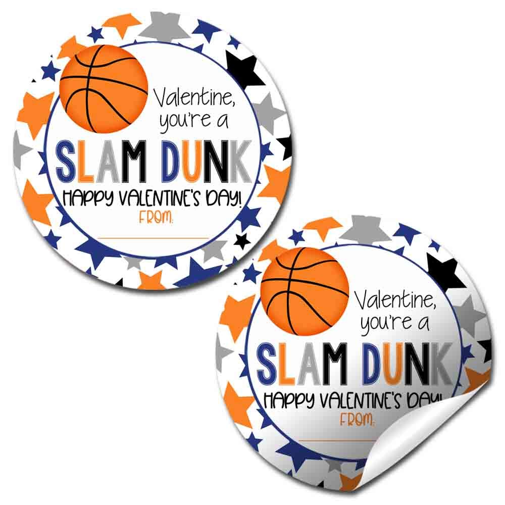 Slam Dunk Basketball Valentine Party Favor Sticker Labels For Boys, 40 ...
