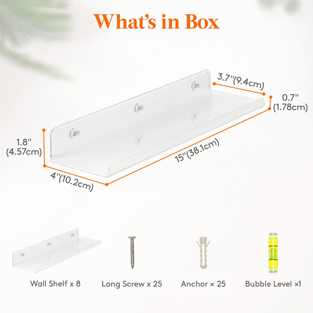 Lifewit Floating Shelves For Wall, 8 Pack Clear Acrylic Shelf 15' Room – Selectfurniture