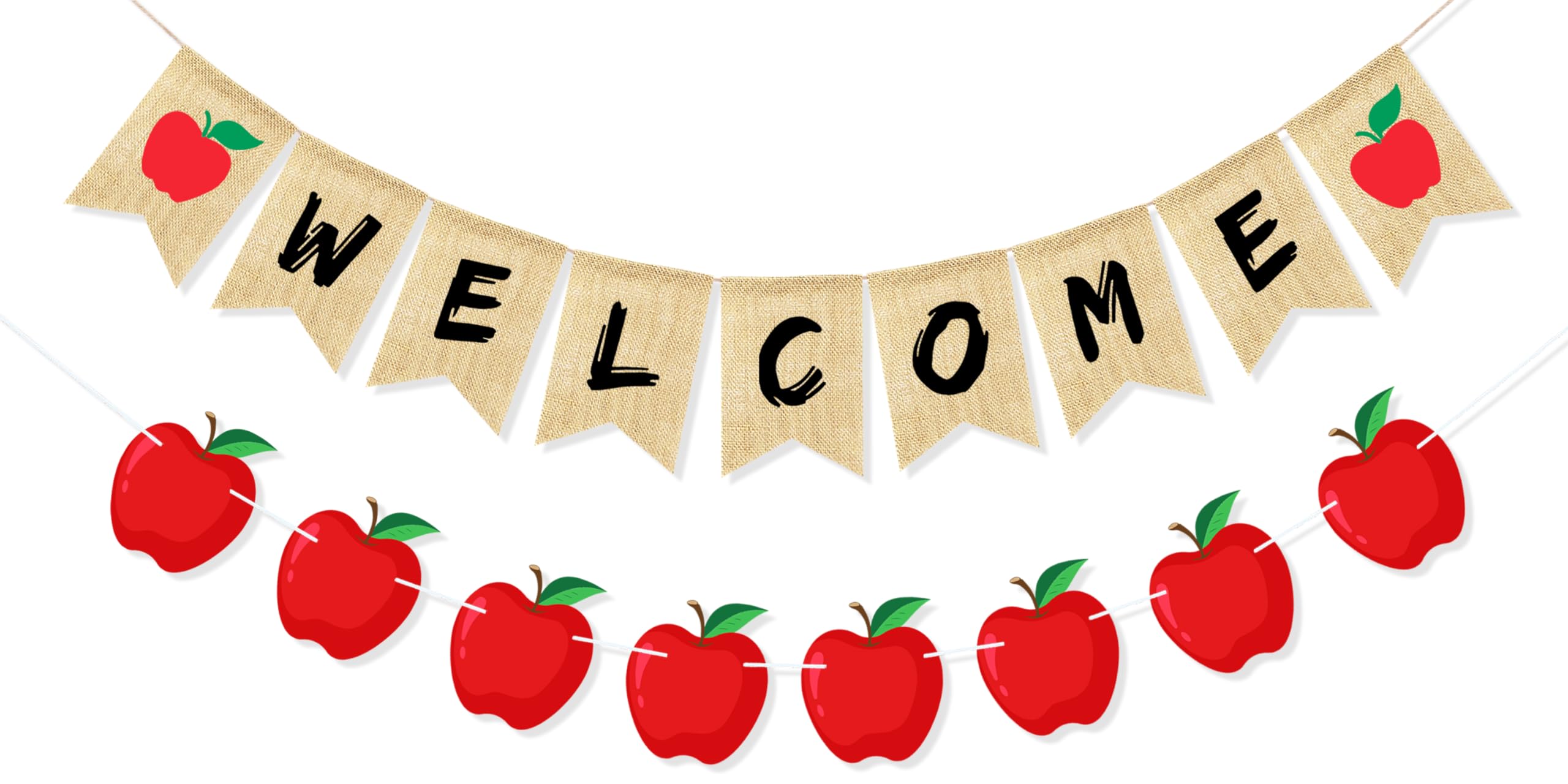 Vilifever Welcome Banner With Apple Sign, Welcome Back To School Decor ...