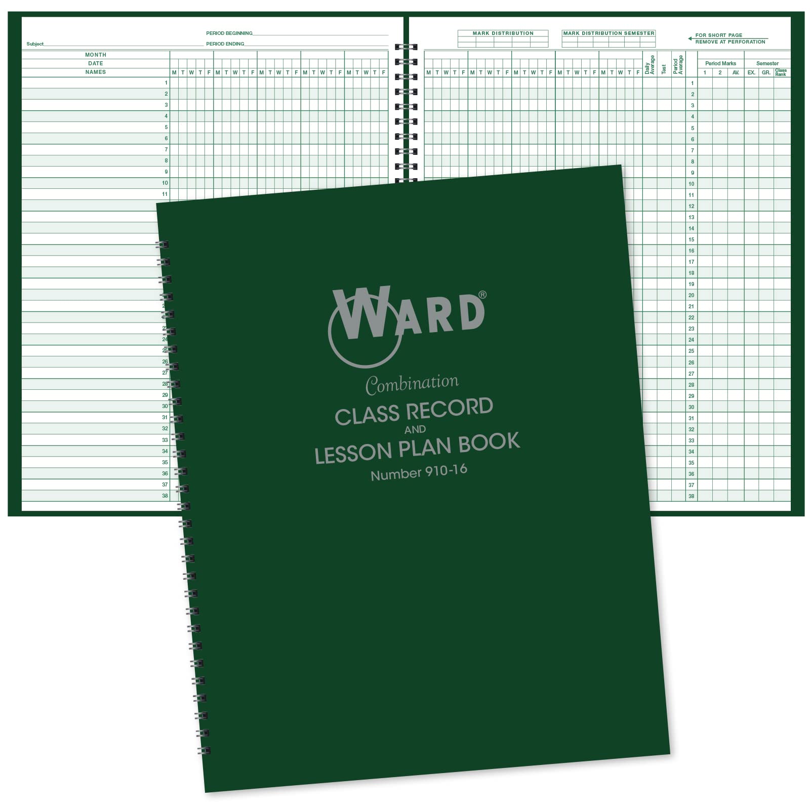 Ward Combination 9-10 Week Class Record + 6 Period Lesson Plan Book ...