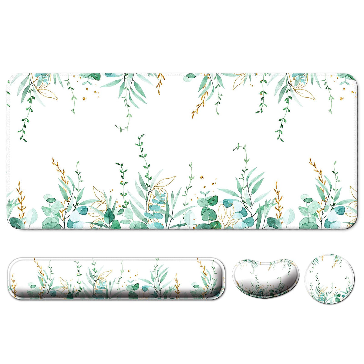 Keyboard Wrist Rest + Mouse Pad With Wrist Support + Desk Mat + Coaste ...