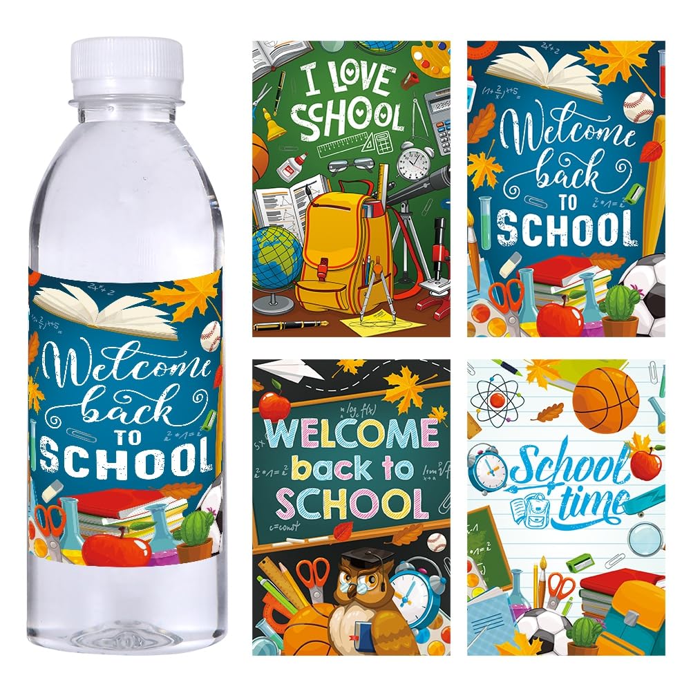Welcome Back To School Water Bottle Label Stickers 16Pcs Beverage Bott ...
