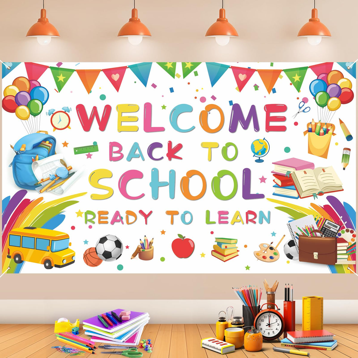 Welcome Back To School Decorations Banner Colorful Welcome Back To Sch ...