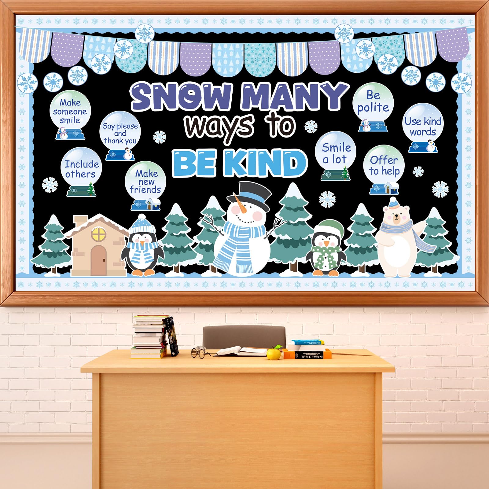 Winter Bulletin Board Set Snow Many Ways to Be Kind Bulletin Board Sno ...