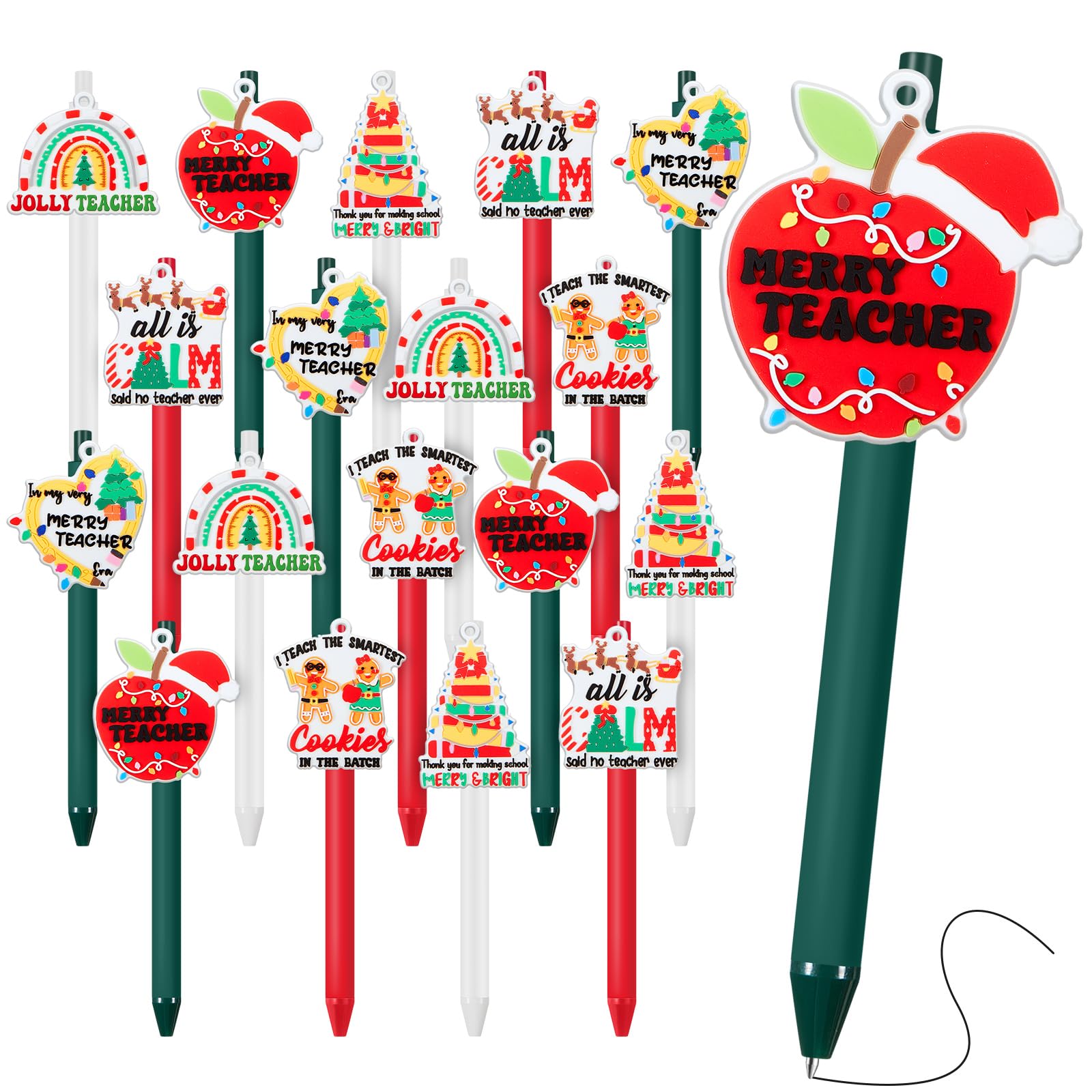 ReliThick 18 Pcs Christmas Teacher Gift Pen Bulk Funny Teacher Ballpoi ...