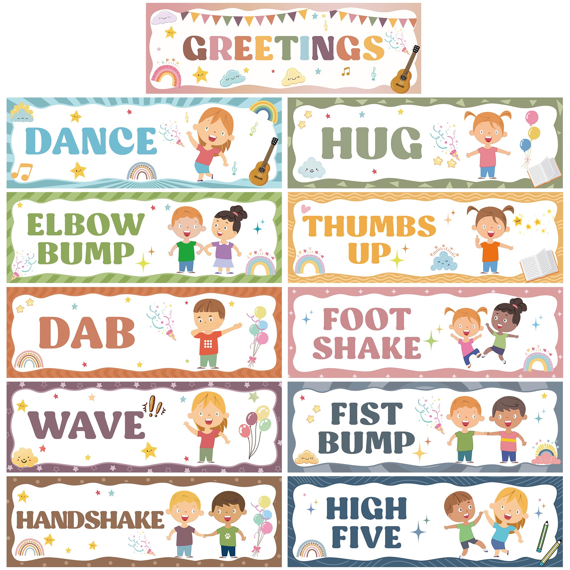Wehhbtye Boho Classroom Greeting Poster, 9.4' X 3' Social Distancing G ...