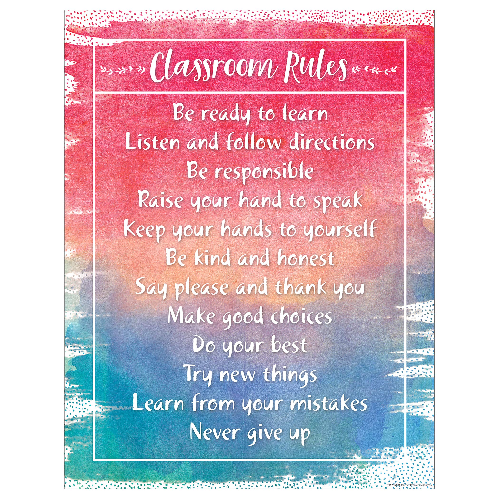 Watercolor Classroom Rules Chart – Selectfurniture