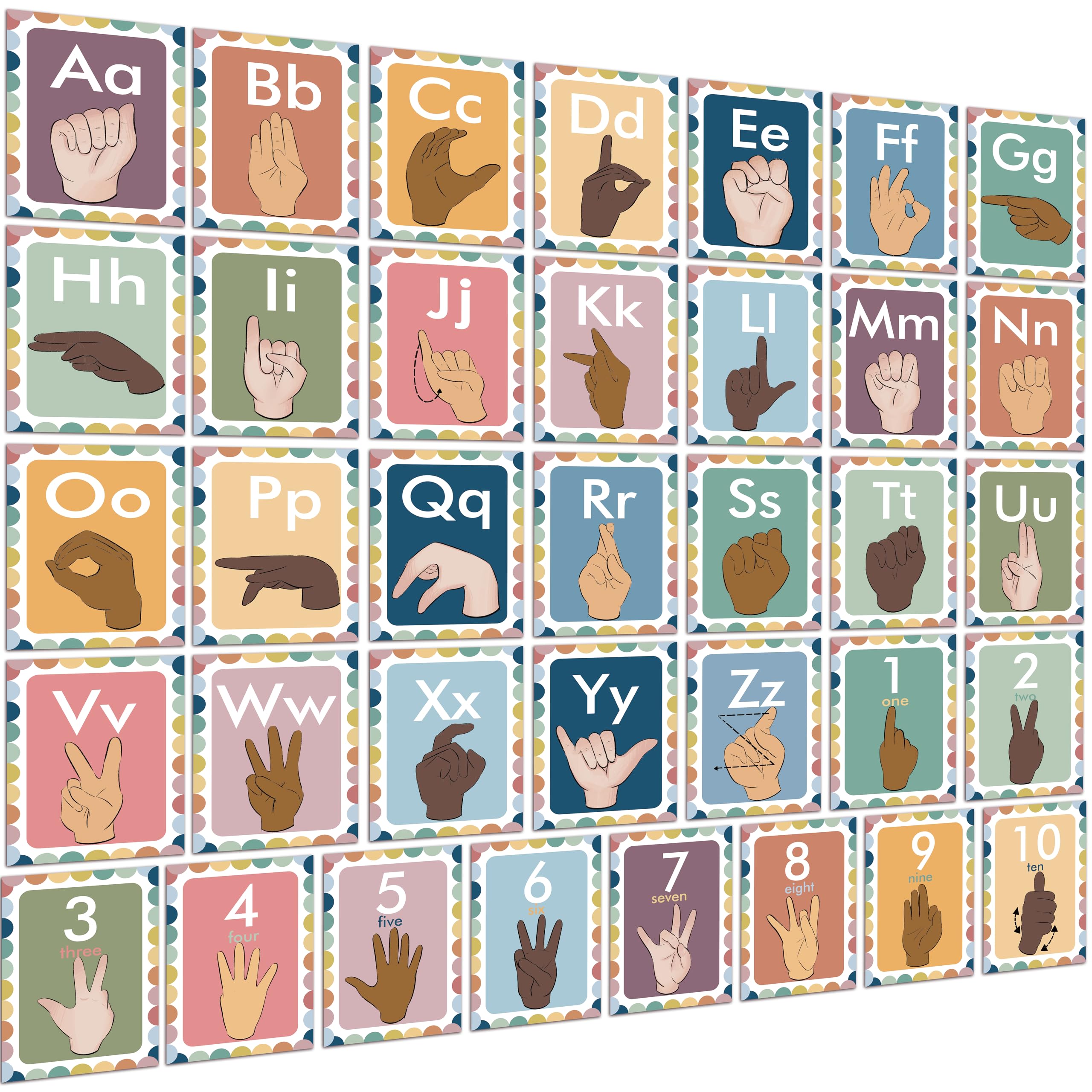 Yiydong 36 Pieces Asl Alphabet Line Bulletin Board Set Abc Number Sign ...