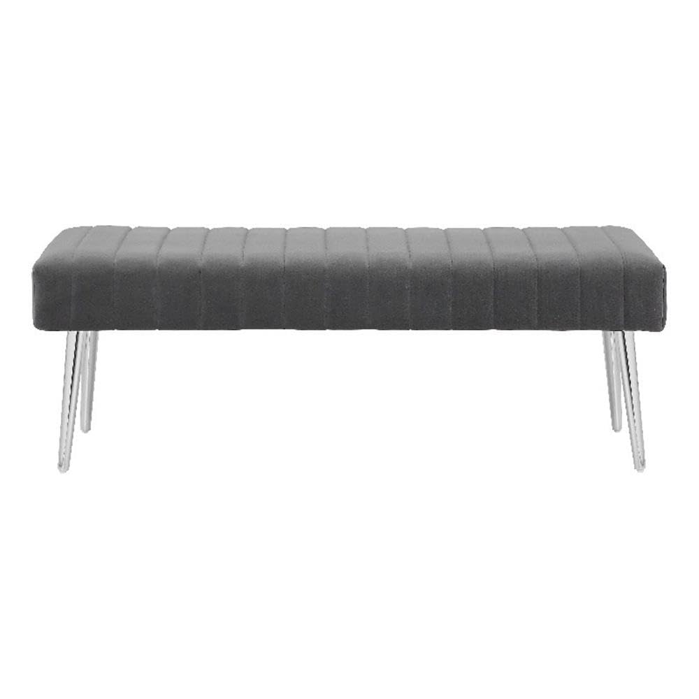 Pangea Home Hilda 17" Modern Velvet Upholstered Bench In Gray ...