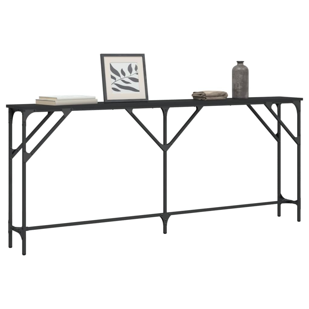 vidaXL Console Table with Metal Frame and Engineered Wood, Black, Rect ...