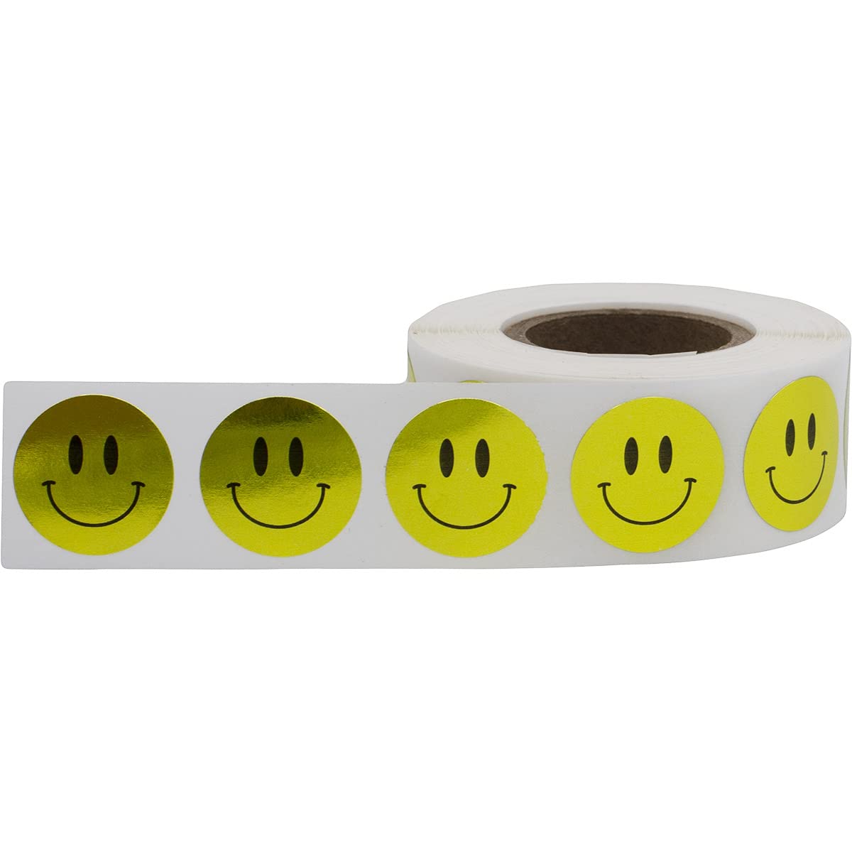 Metallic Gold Happy Face Labels 0.75 Inch 500 Total Adhesive Stickers ...