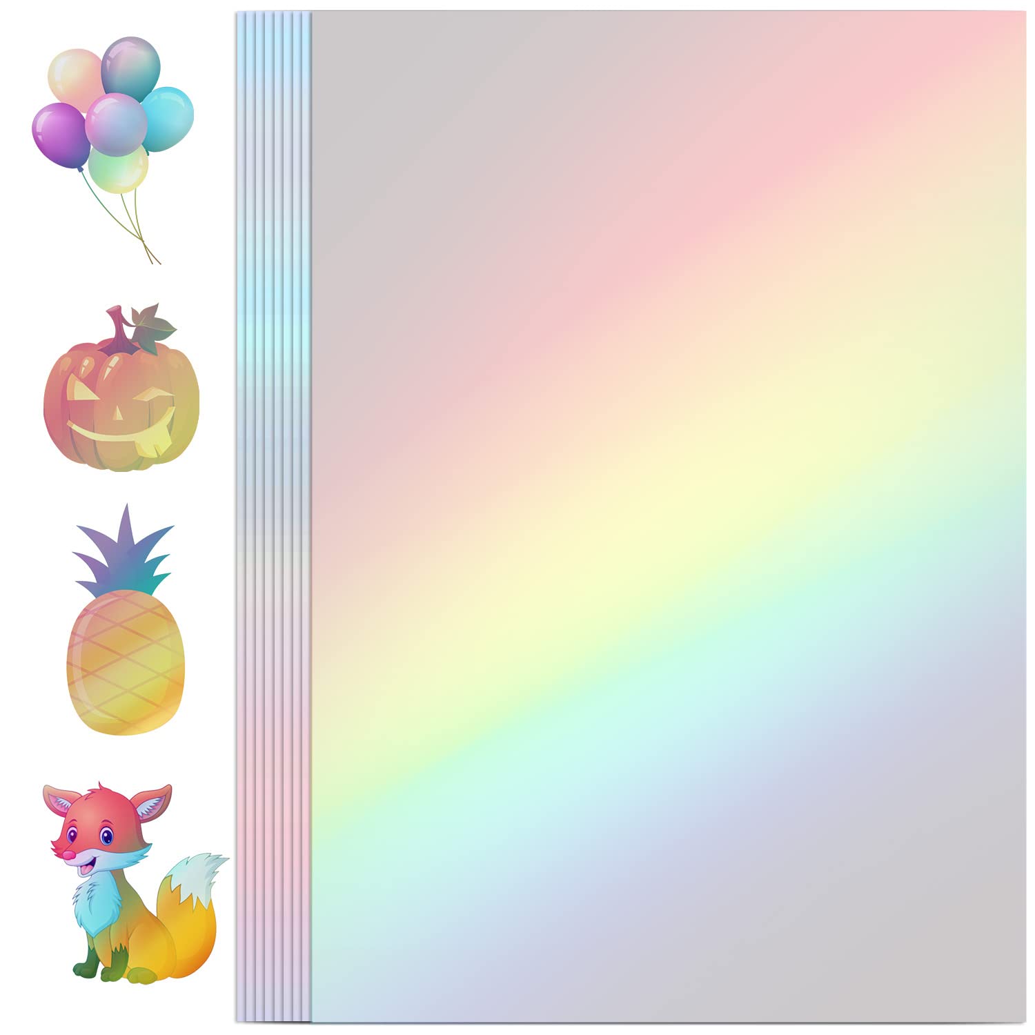 Holographic Sticker Paper, 24 Sheets Transparent Holographic Laminate ...