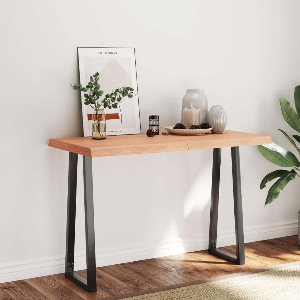 vidaXL Light Brown Solid Oak Wood Treated Table Top with Live Edge Des ...