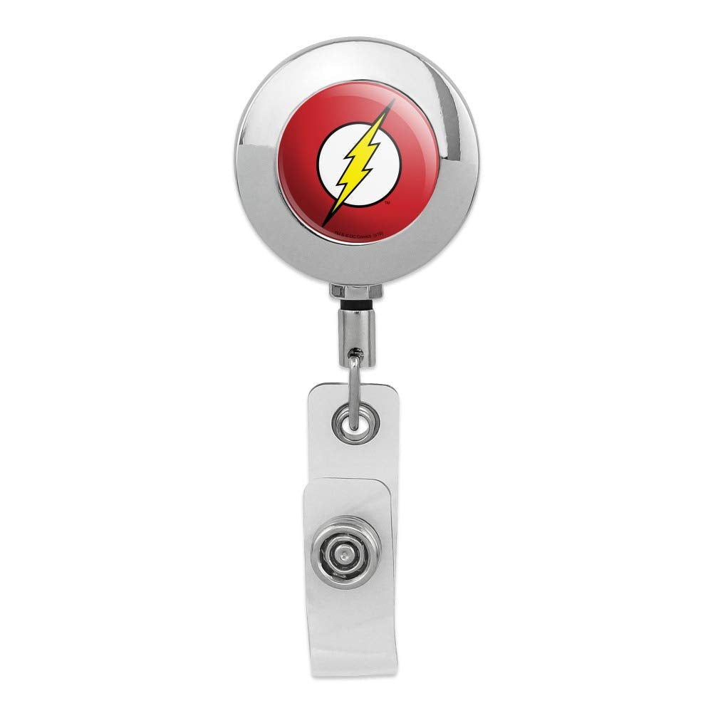 The Flash Lightning Bolt Logo Retractable Reel Premium Metal Chrome Ba ...