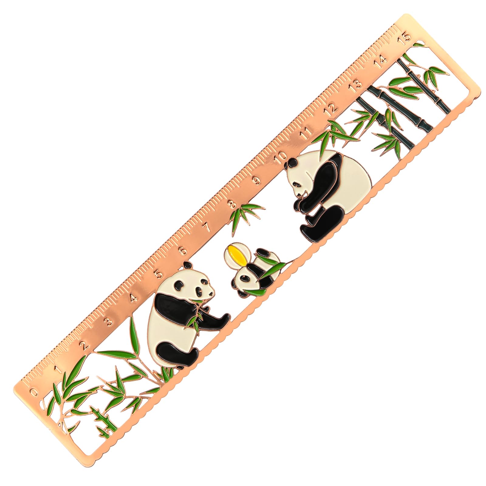 Rose Gold Panda Metal Ruler,15Cm Cute Chinese Panda Bear Bamboo Hollow ...
