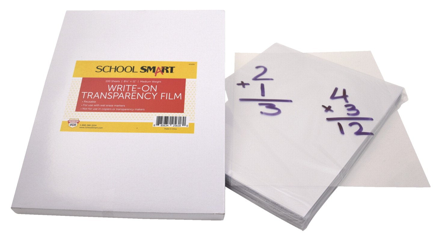 School Smart Write-On Transparency Films, 8-1/2 X 11 Inches, Clear, Pa ...