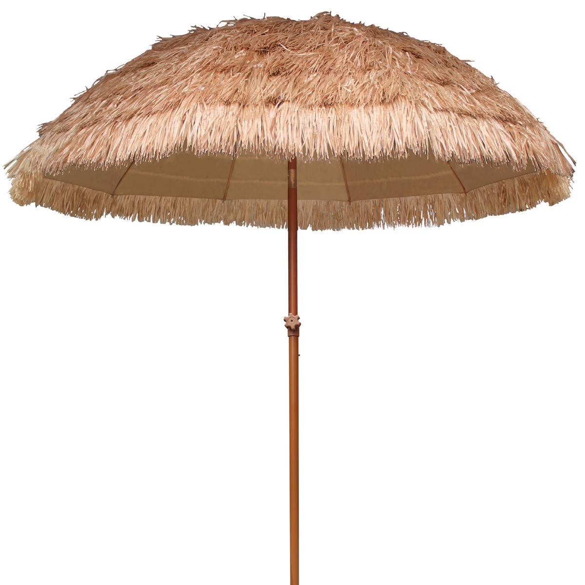 AMMSUN 7.5ft Hula Thatched Tiki Patio Umbrella, Natural Color, UPF 50 ...