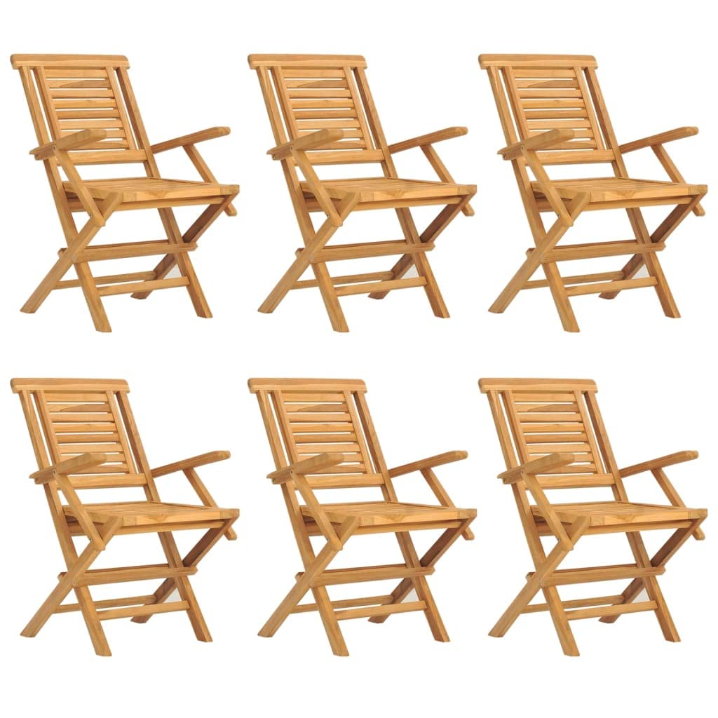vidaXL Brown Scandinavian Folding Patio Chairs Set of 6, Solid Teak Wo ...
