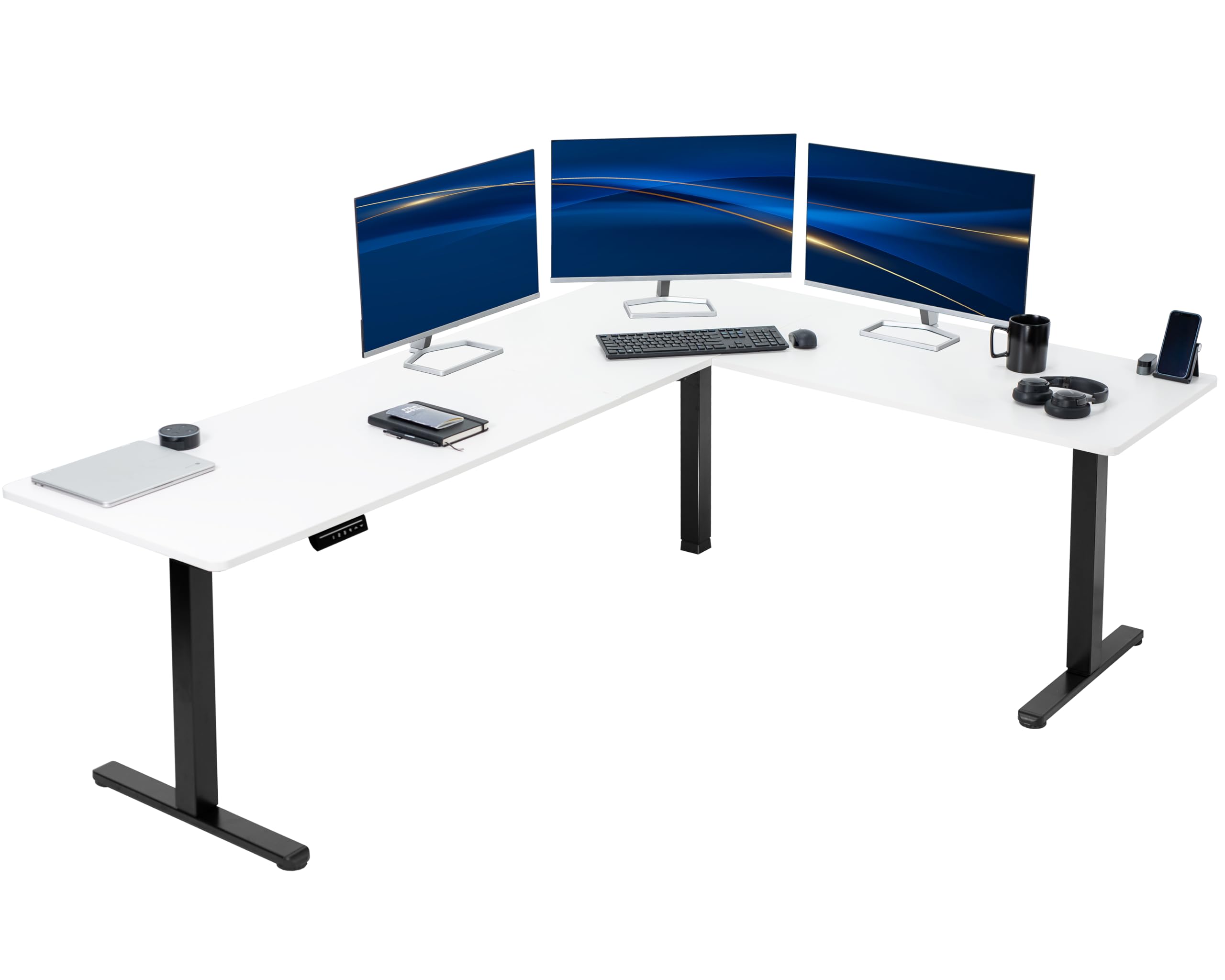 VIVO Electric Corner 84 x 63 inch L-Shaped Standing Desk, Memory Heigh ...