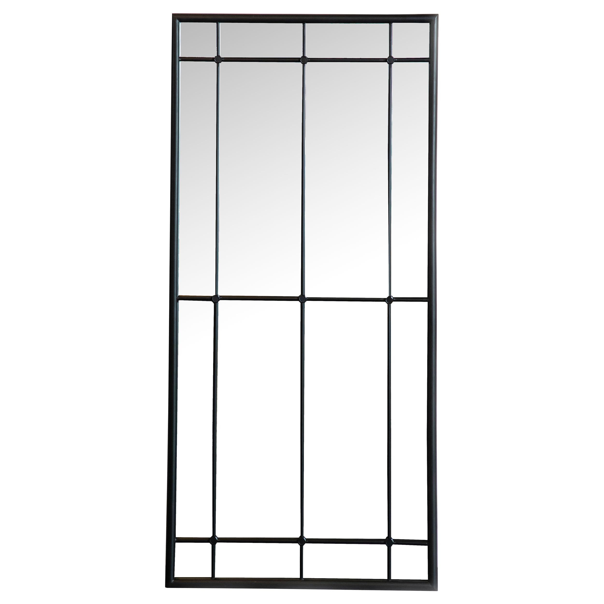 Coaster Annetta Rectangular Glass Window Pane Wall Mirror In Black ...