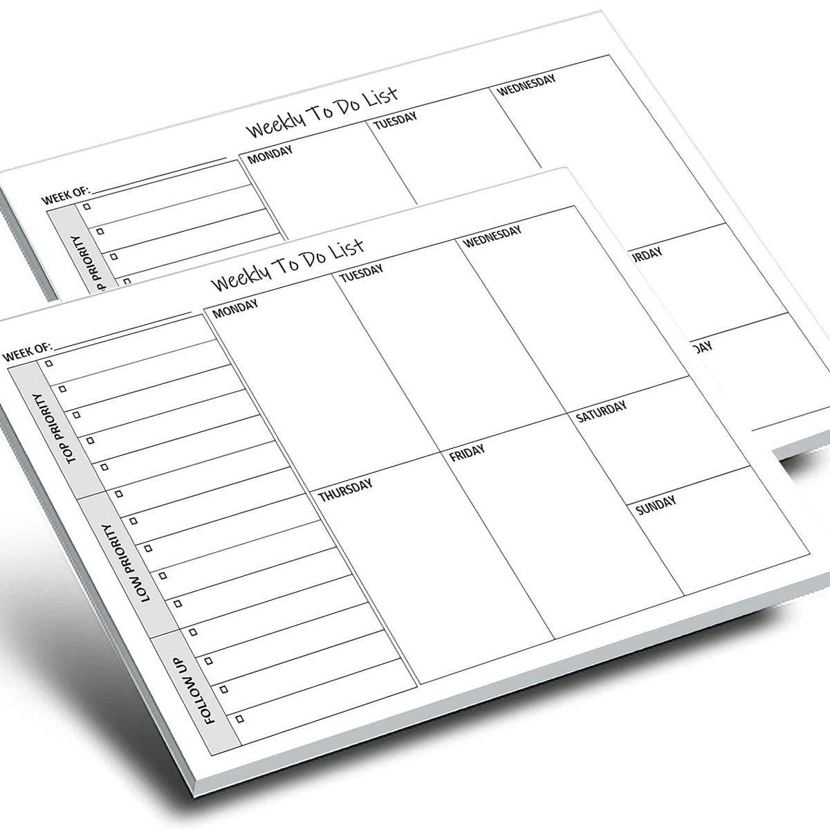 Weekly To Do List Notepads (2 Pack, 50 Pages Each) Task Pad Planner W ...