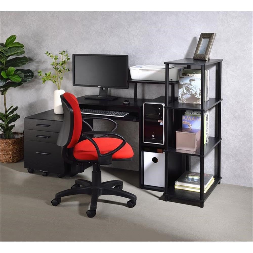 Acme Nypho 4 Wooden Shelves Rectangular Bookshelf With Metal Frame In ...