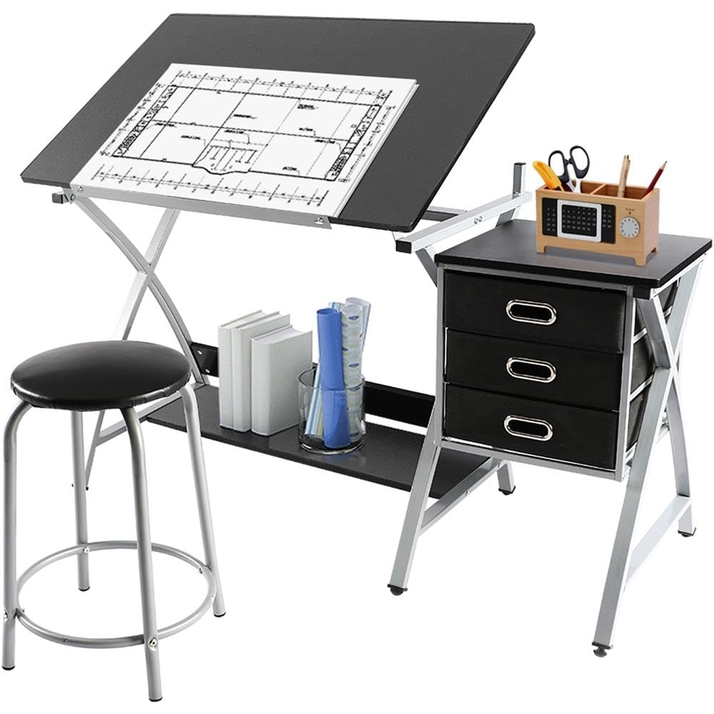 Yaheetech Drafting Desk, Drawing Table For Artists/Adults, Art Desk W ...