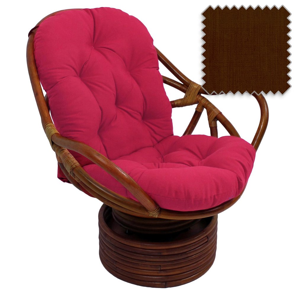 DCG Stores Bali Rattan Papasan Swivel Rocker with Cushion - Solid Outd ...