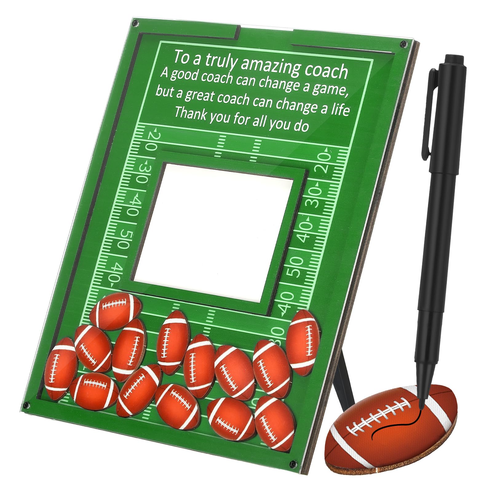 Yuntau Football Frame Coach Gift with Wood Chips Signature Pen Graduat ...