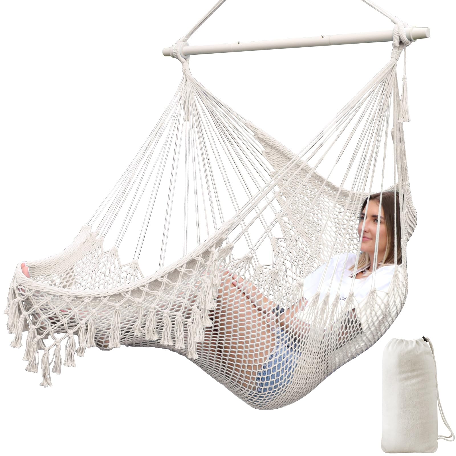 Chihee Hammock Chair Super Large Hanging Chair Soft-Spun Cotton Rope W ...