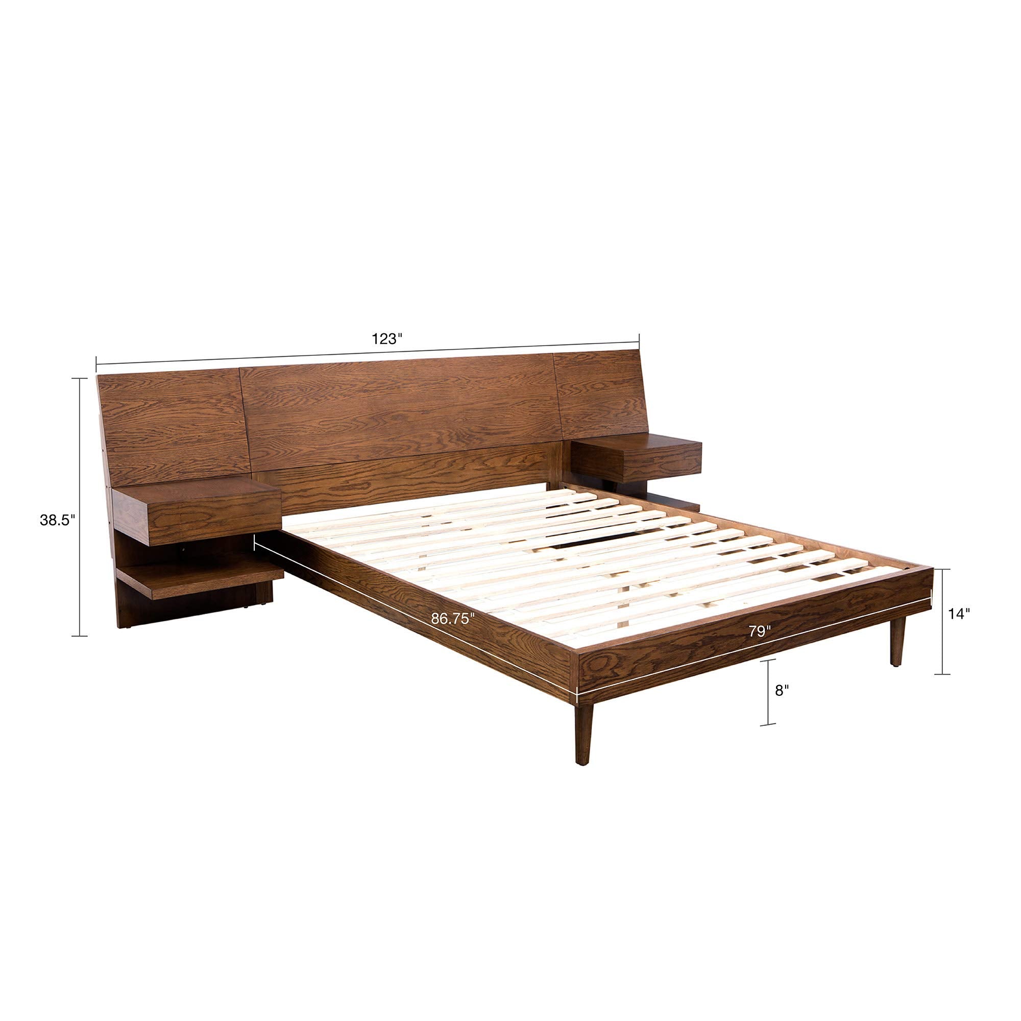 INK+IVY Clark Frame with Headboard and 2 Built-in Attached Nightstands ...