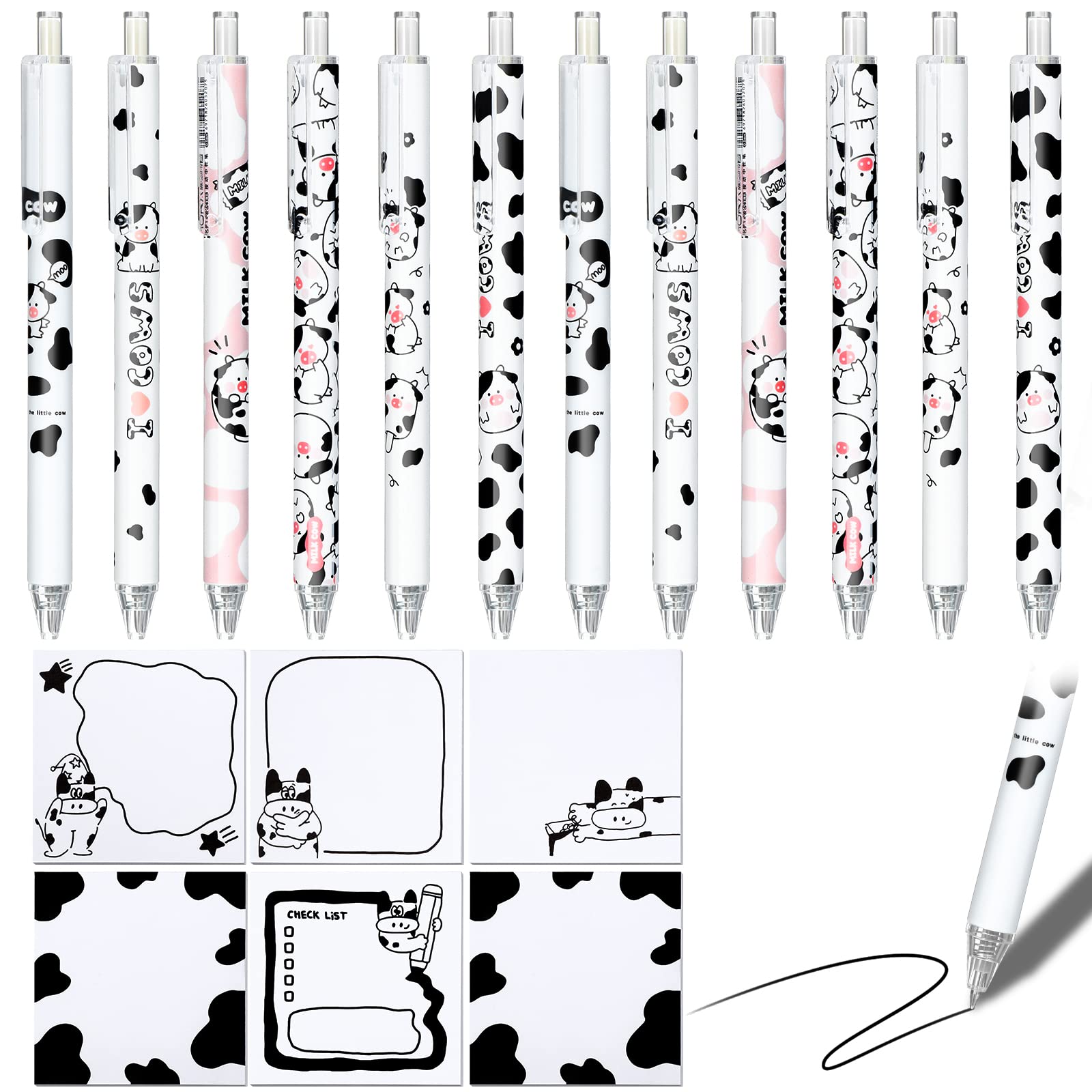 Sabary 18 Pieces Cow Print Stuff, 12 Cow Pens And 300 Sheets Cow Notes ...