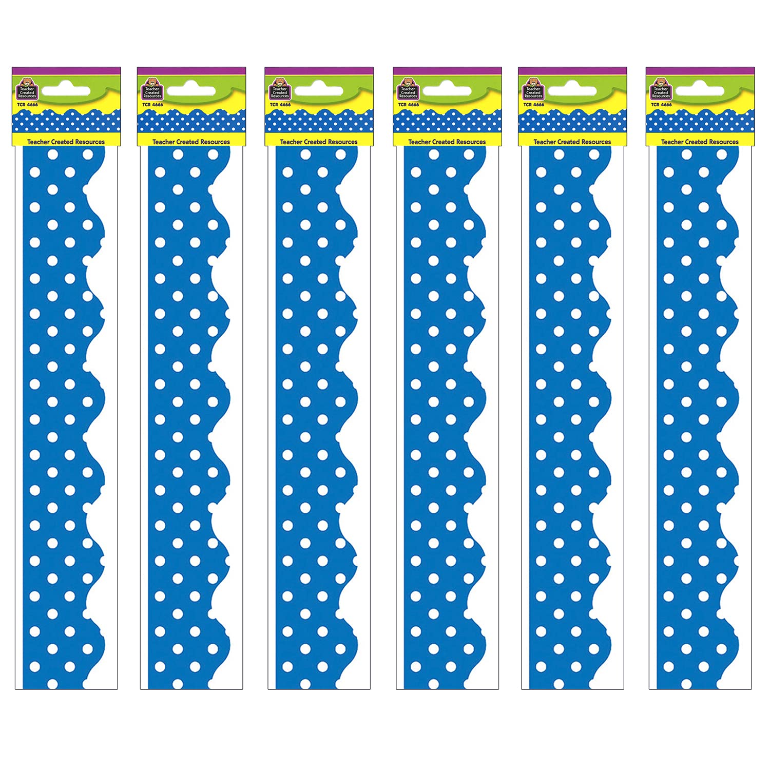 Teacher Created Resources Blue Mini Polka Dots Border Trim, 35 Feet Pe ...