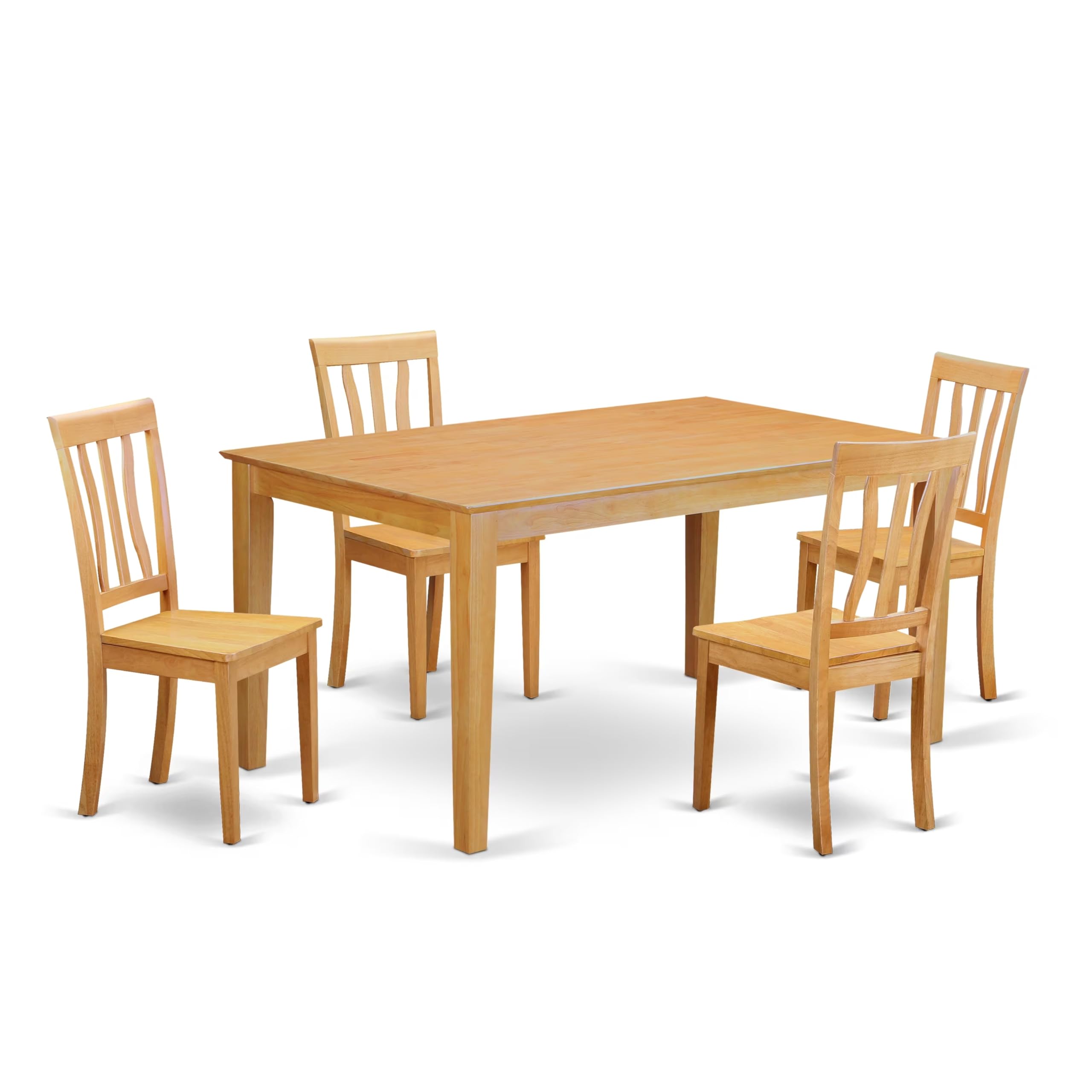 East West Furniture CAAN5-OAK-W 5 Piece Modern Dining Table Set Includ ...