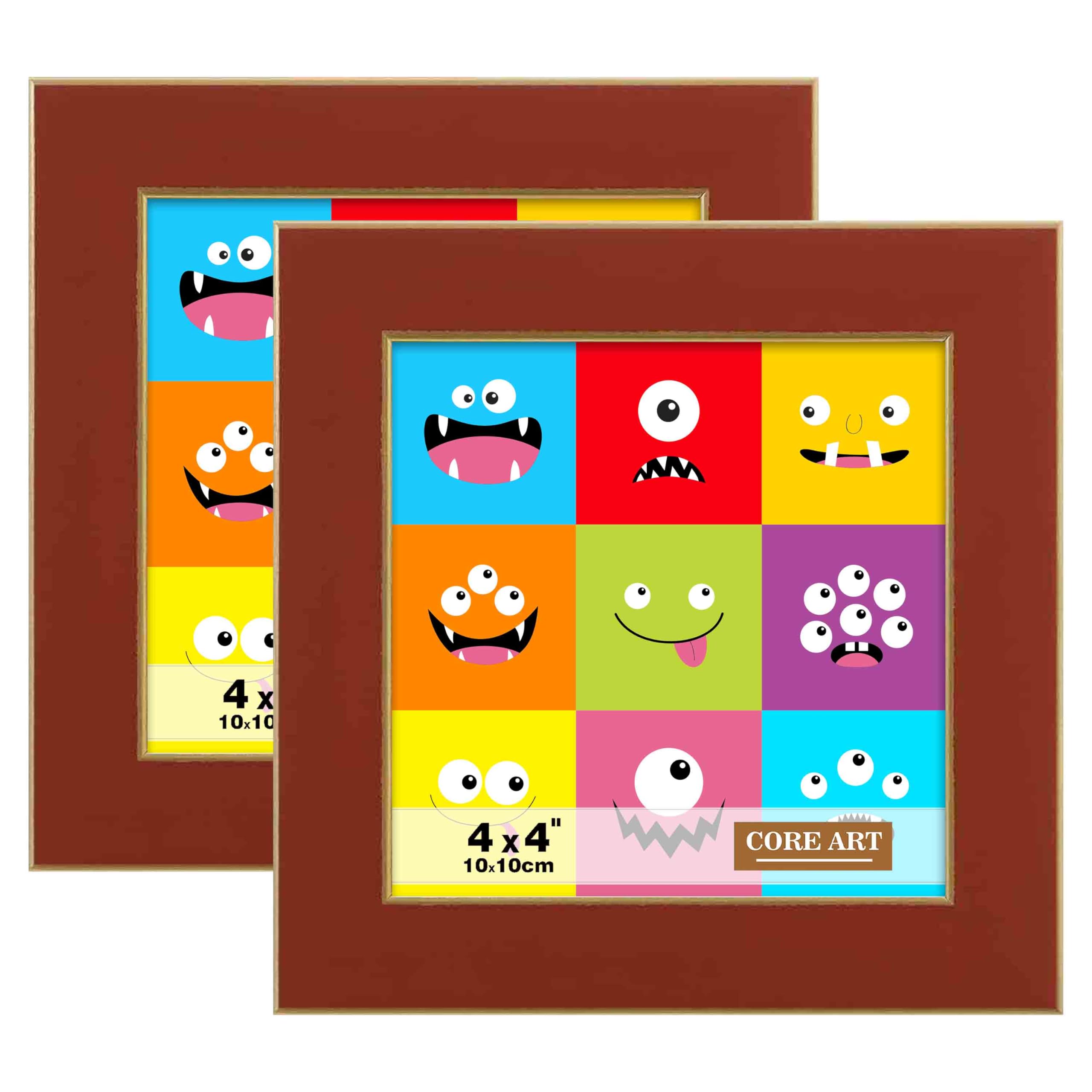 Core Art 4X4 Picture Frames Brown Square Photo Frames Set Of 2, Colorf ...