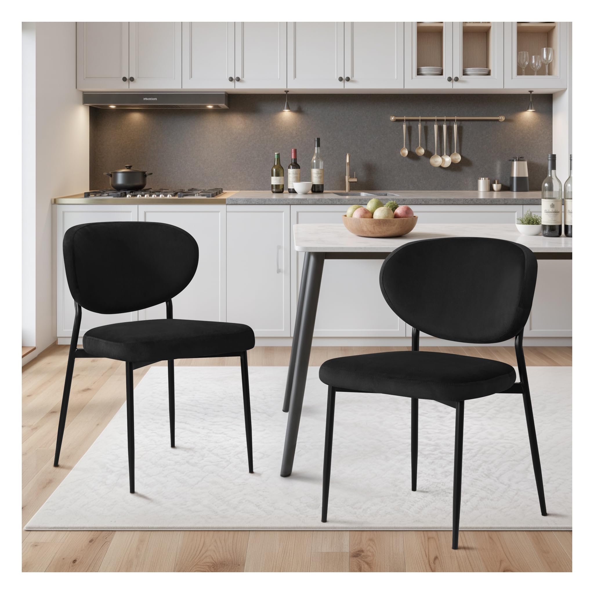 Stoolink Black Dining Chairs Set Of 2 Velvet Upholstered Dining Room ...