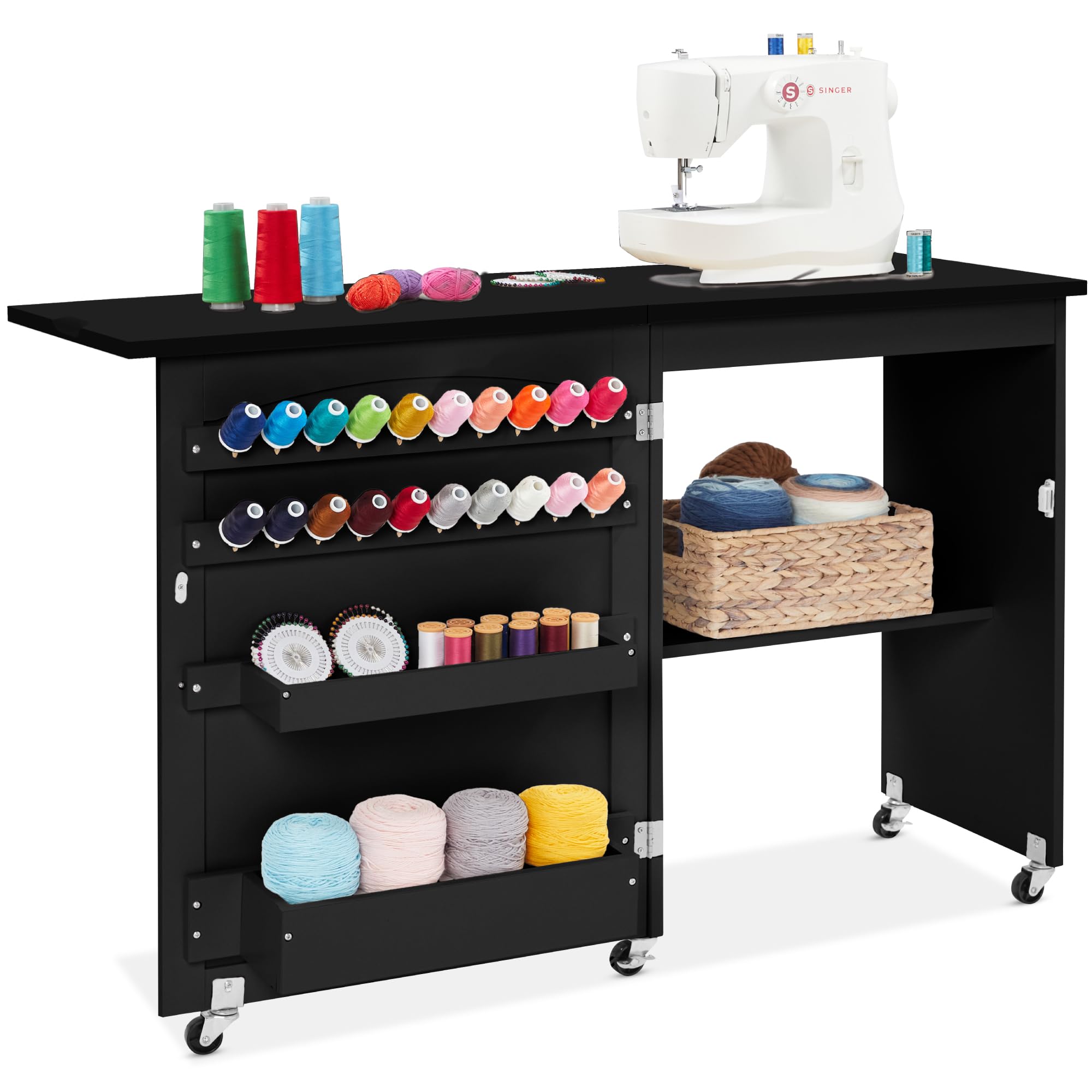 Best Choice Products Folding Sewing Table Multipurpose Craft Station ...