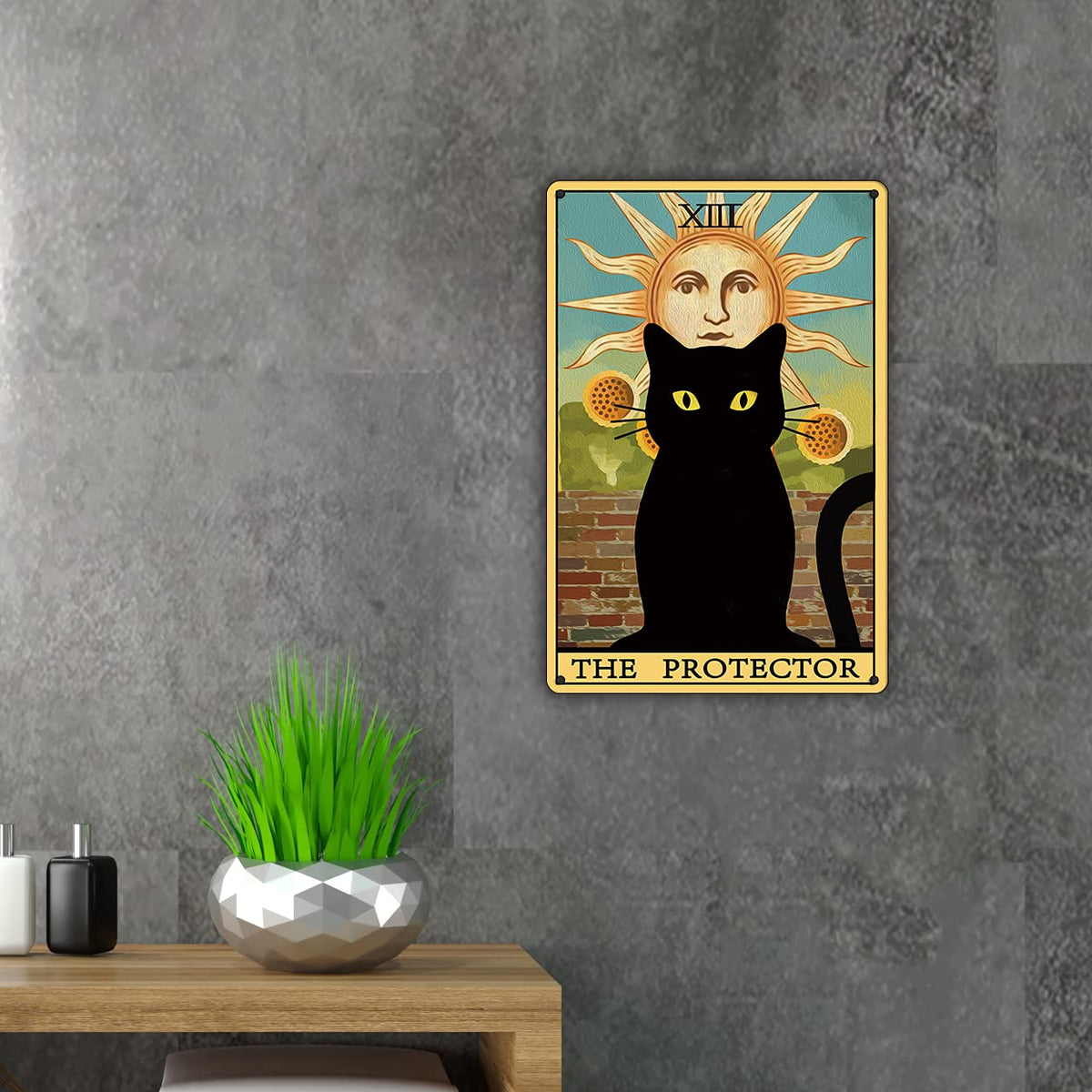 Qiongqi The Protector Tarot Cat Metal Tin Sign Wall Decor Farmhouse Ru ...