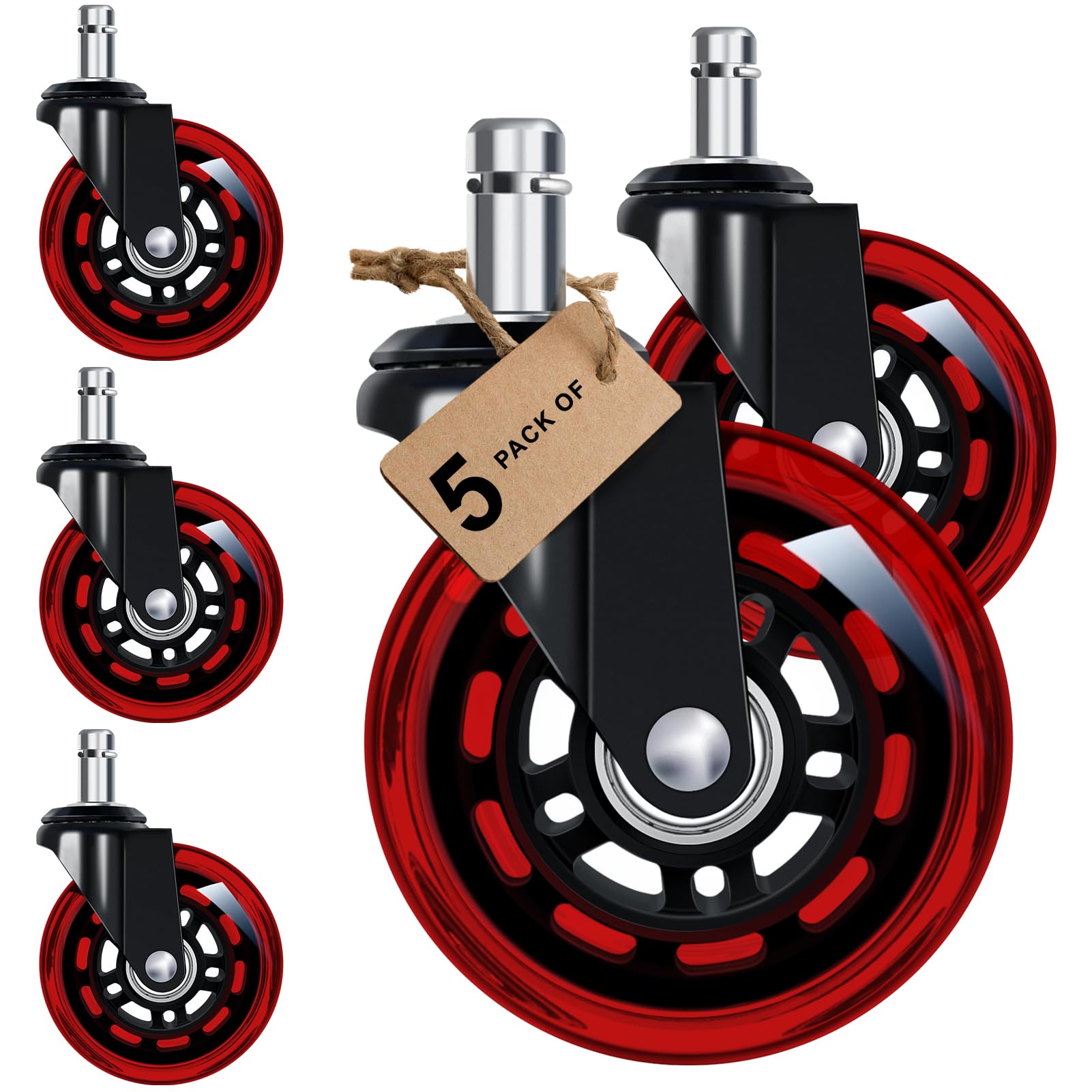 Office Chair Wheels For Casters Replacement - 3' Rubber Wheels For Com ...