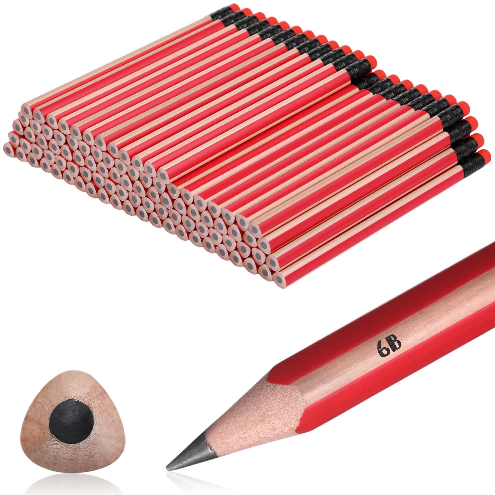 Seajan 96 Pcs 6B Jumbo Pencils, Big, Fat, Thick, Triangular Pencils Re ...