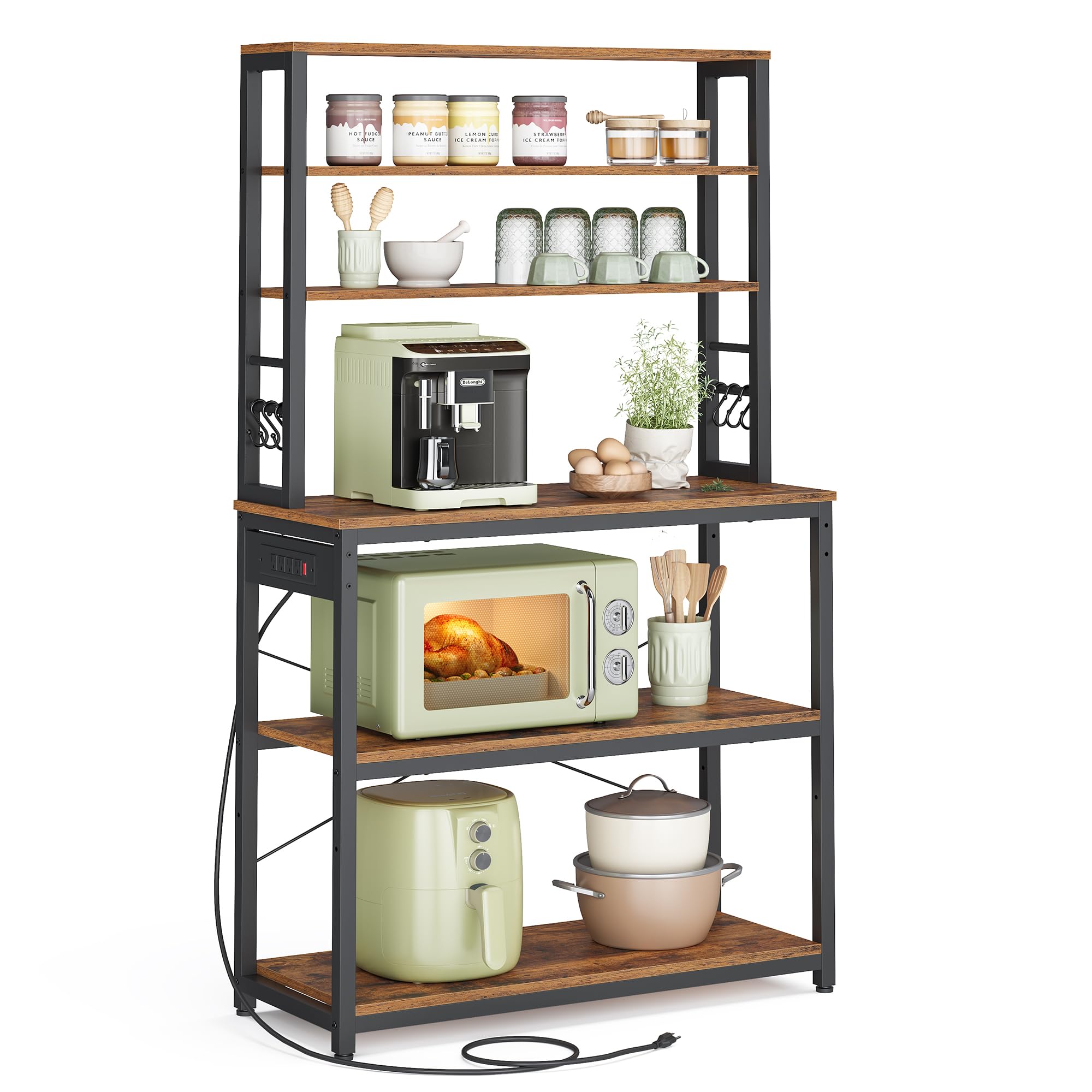 VASAGLE Bakers Rack with Power Outlet, 31.5 Inches Coffee Bar for Kitc ...