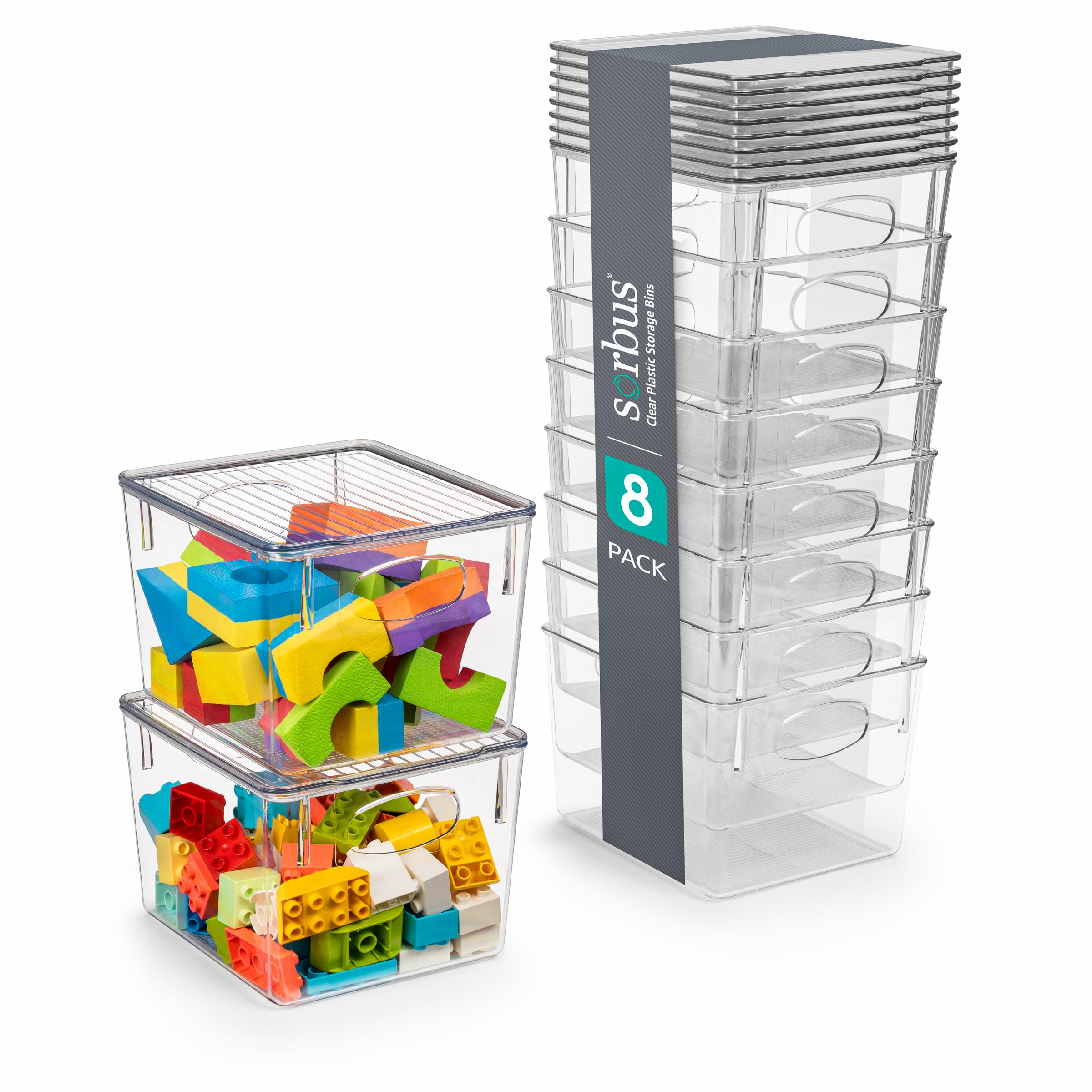 Sorbus Medium Clear Plastic Storage Bins With Lids, Clear Stackable St ...