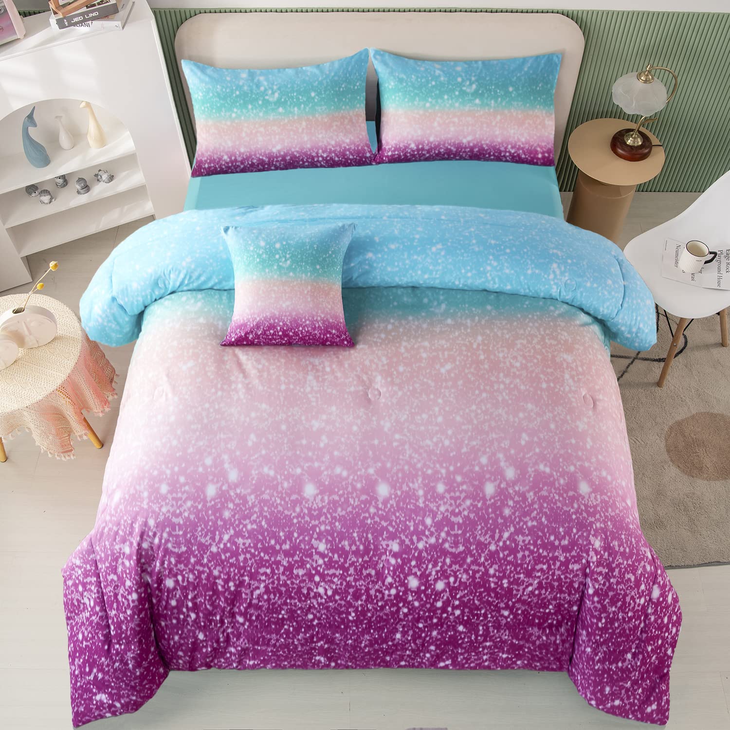 Perfemet Queen Comforter Set With Sheets, 6 Pieces Tie Dye Rainbow Gir ...
