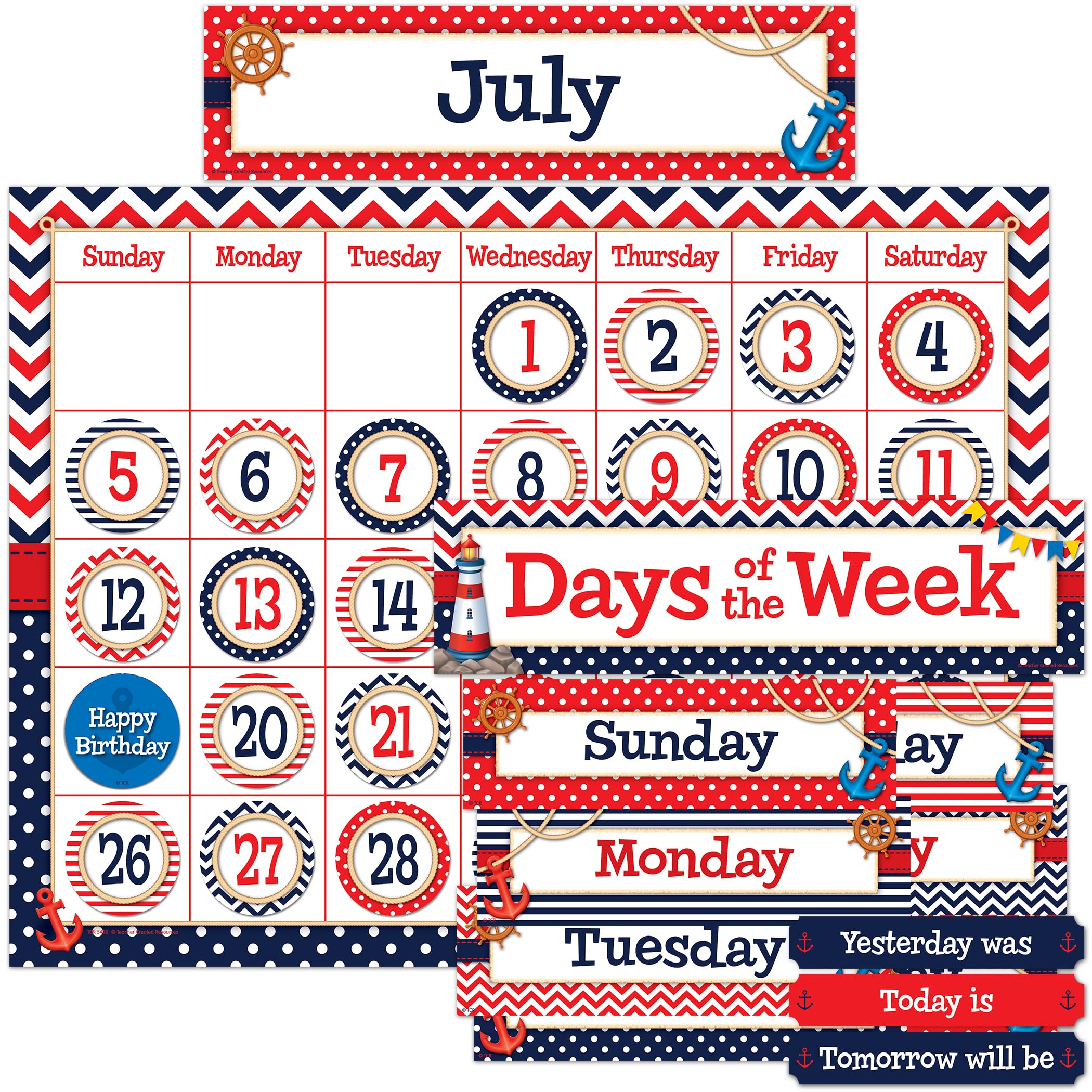Teacher Created Resources Nautical Calendar Bulletin Board Display Set ...