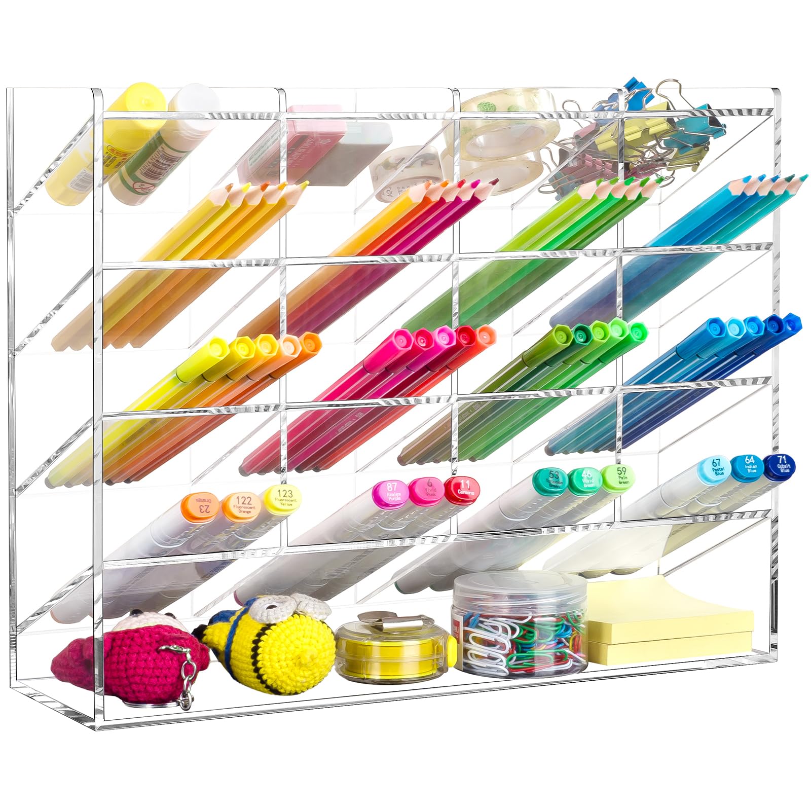 Beygorm Acrylic Vertical Marker Organizer For 200 Markers,Angled Pen H ...