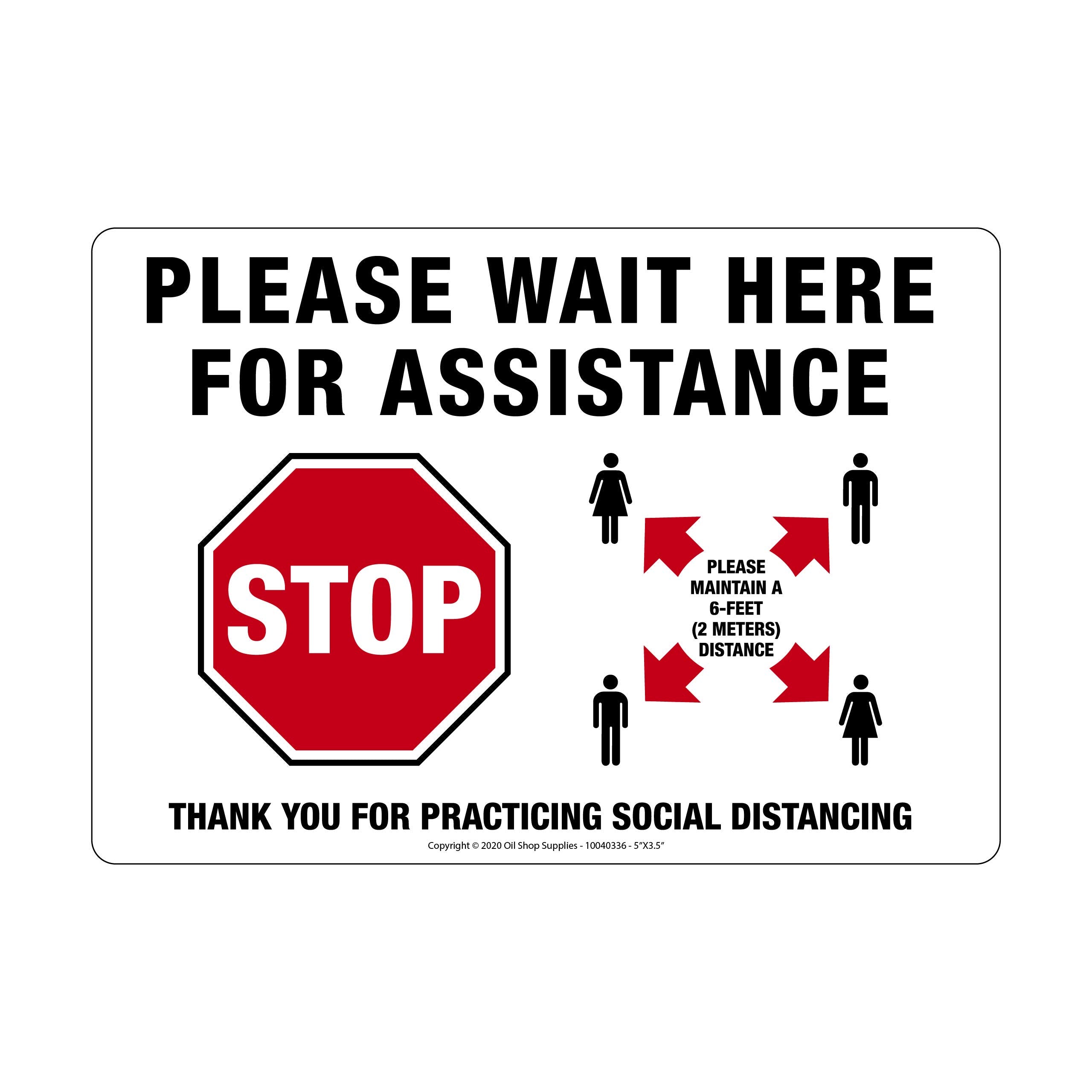 Vinyl Safety Sign - Please Wait Here For Assistance With Stop Sign Ima ...