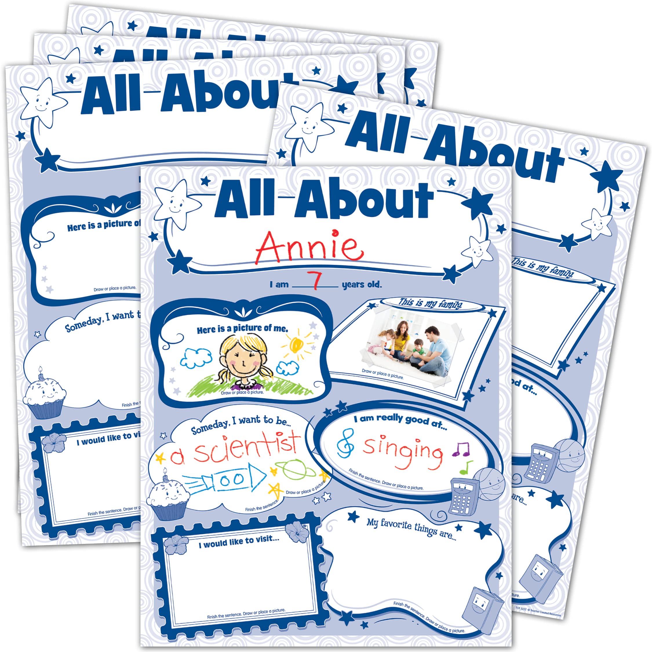 Teacher Created Resources 5222 All About Me Poster Pack Blue 17 X 22 I ...