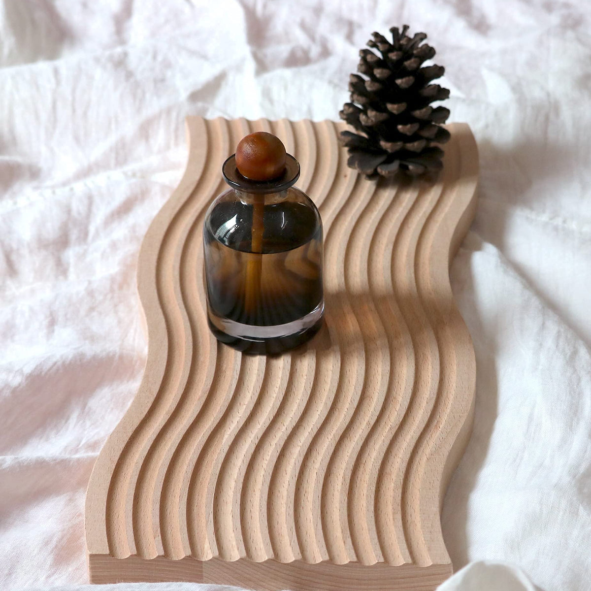 Bloflo Decorative Tray Wave Shaped Natural Wooden Trays For Decor, Rus ...
