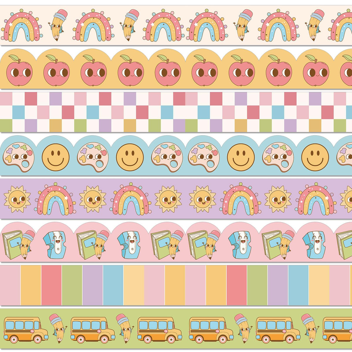 Whaline 82Ft Groovy Back To School Bulletin Board Borders Colorful Boh ...